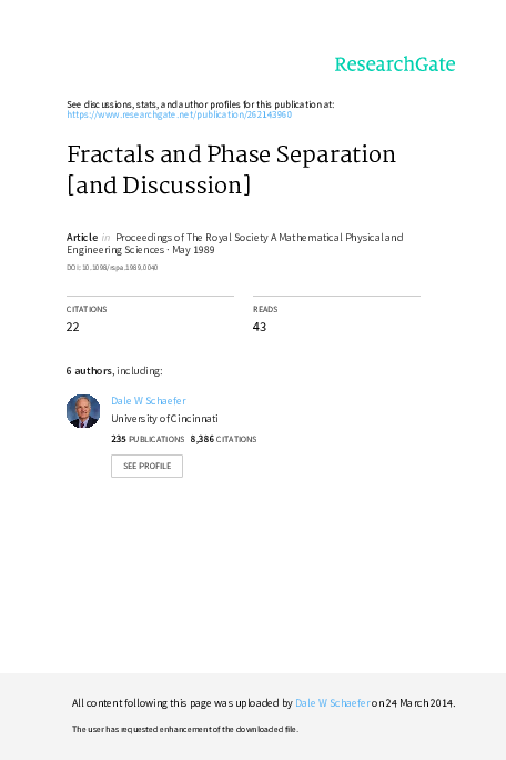 (PDF) Fractals and Phase Separation [and Discussion]