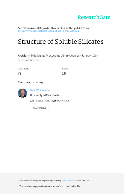 (PDF) Structure of Soluble Silicates