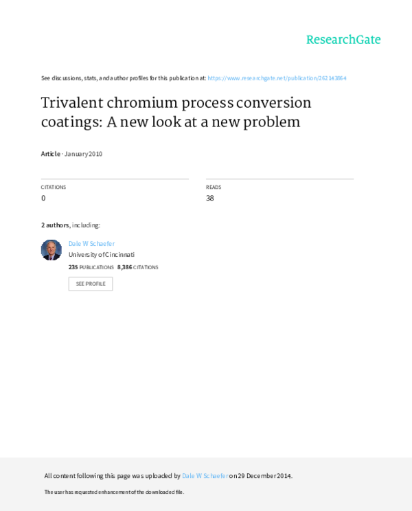 (PDF) Trivalent Chromium Process Conversion Coatings: A New Look at a New Problem