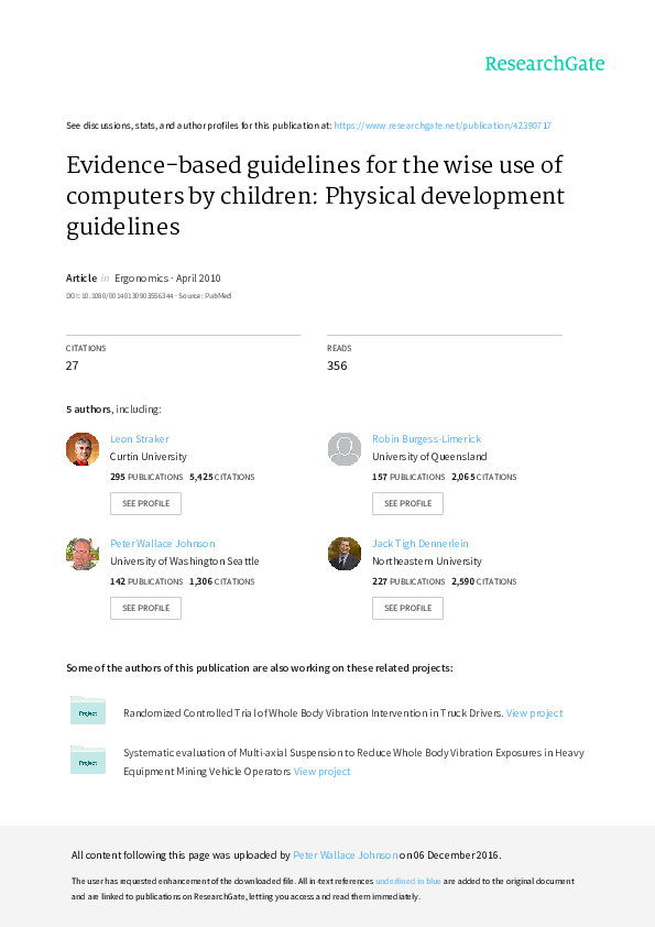 (PDF) Evidence-based guidelines for the wise use of computers by ...