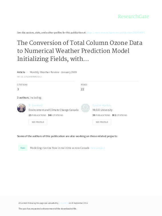 (PDF) The Conversion of Total Column Ozone Data to Numerical Weather Prediction Model ...