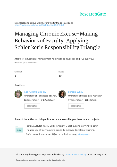 (PDF) Managing Chronic Excuse-making Behaviors of Faculty: Applying ...