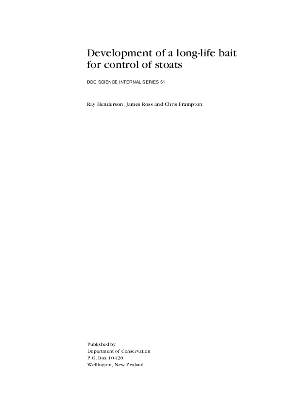 (PDF) Development of a long-life bait for control of stoats