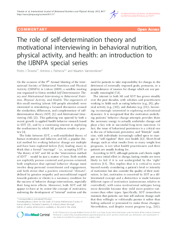 (PDF) The role of self-determination theory and motivational ...