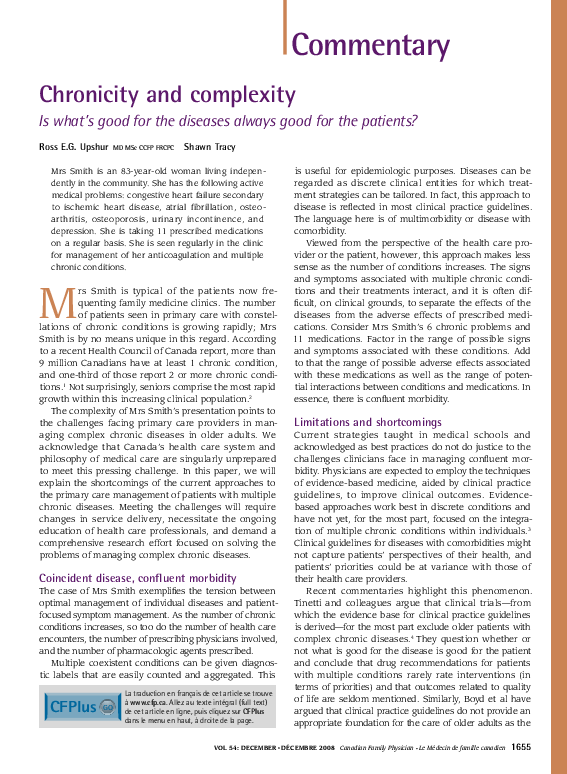(PDF) Chronicity and complexity: is what's good for the diseases always ...