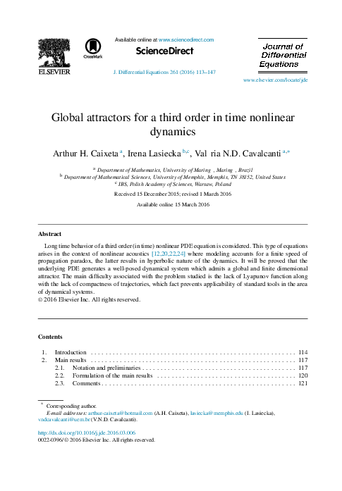 Pdf Global Attractors For A Third Order In Time Nonlinear Dynamics
