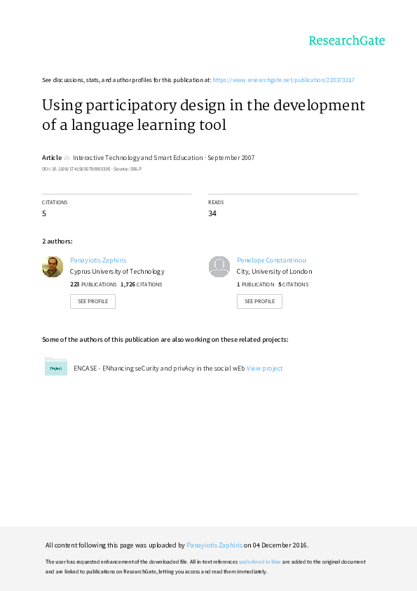 (PDF) Using participatory design in the development of a language ...