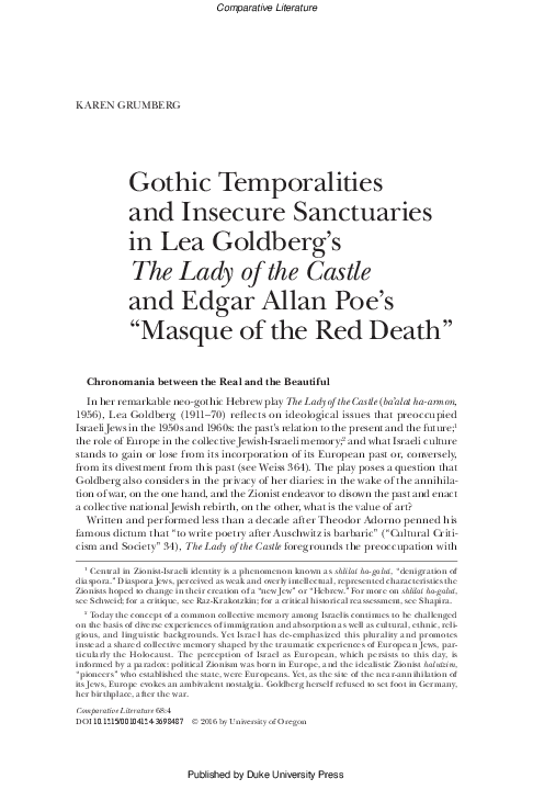 (PDF) Gothic Temporalities and Insecure Sanctuaries in Lea Goldberg's ...