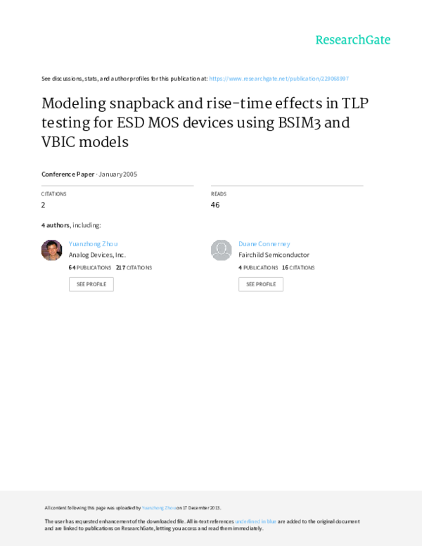 (PDF) Modeling snapback and rise-time effects in TLP testing for ESD ...