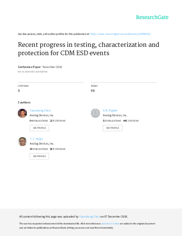 (PDF) Recent progress in testing, characterization and protection for ...