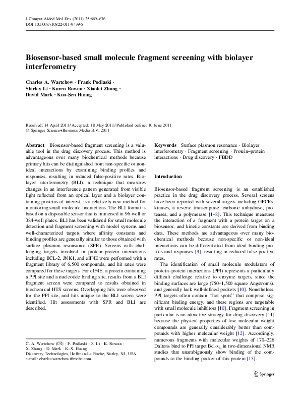 (PDF) Biosensor-based small molecule fragment screening with biolayer ...