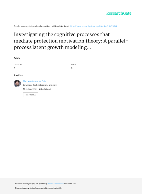 (PDF) Investigating the cognitive processes that mediate protection motivation theory: A ...