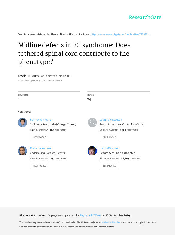 (PDF) Midline defects in FG syndrome: Does tethered spinal cord ...