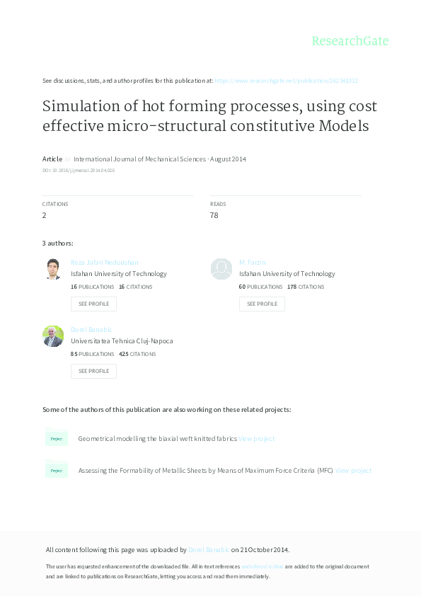 (PDF) Simulation of hot forming processes: Using cost effective micro ...