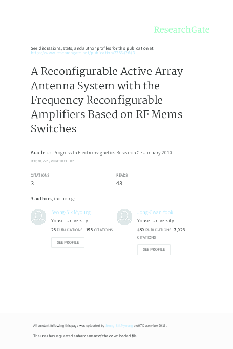(PDF) A Reconfigurable Active Array Antenna System with the Frequency ...