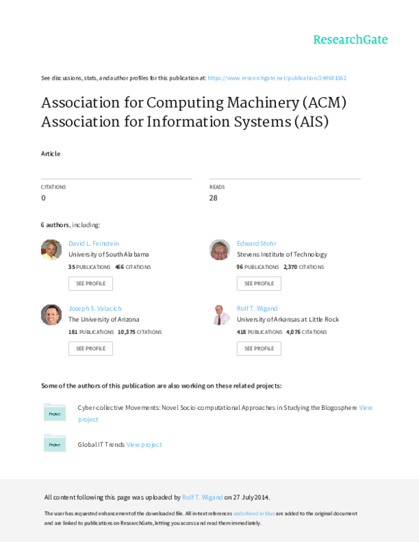 (PDF) Association for Computing Machinery (ACM) Association for Information Systems (AIS)