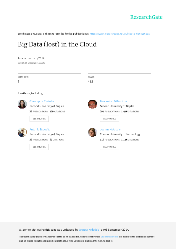 (PDF) Big data (lost) in the cloud