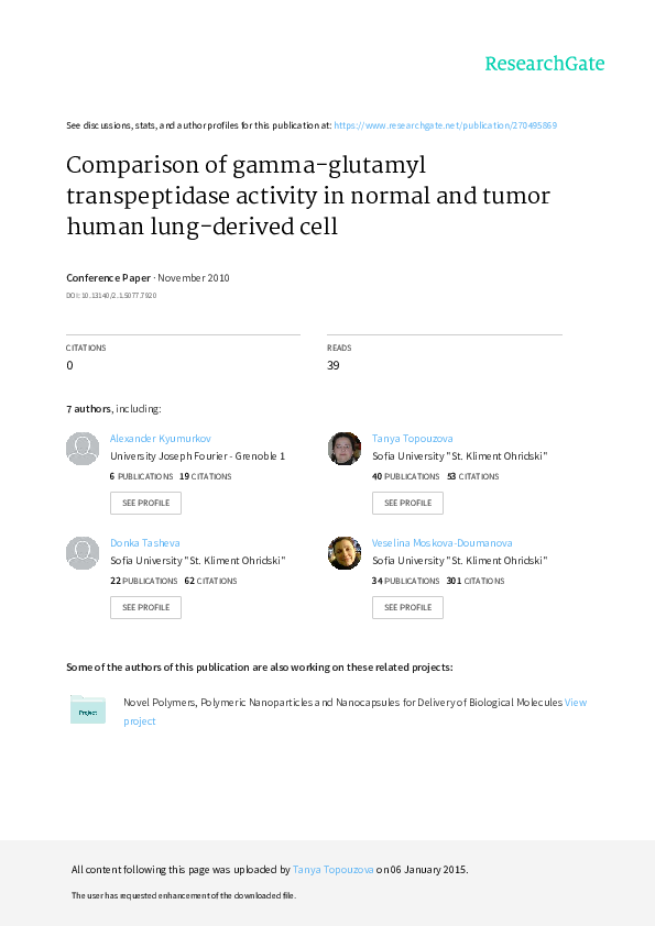 (PDF) Comparison of gamma-glutamyl transpeptidase activity in normal ...