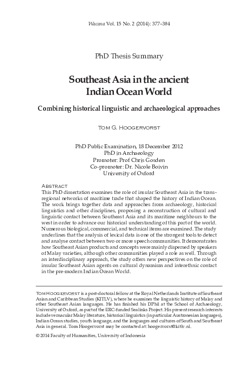 (PDF) Tom G. Hoogervorst - Southeast Asia in the ancient Indian Ocean ...