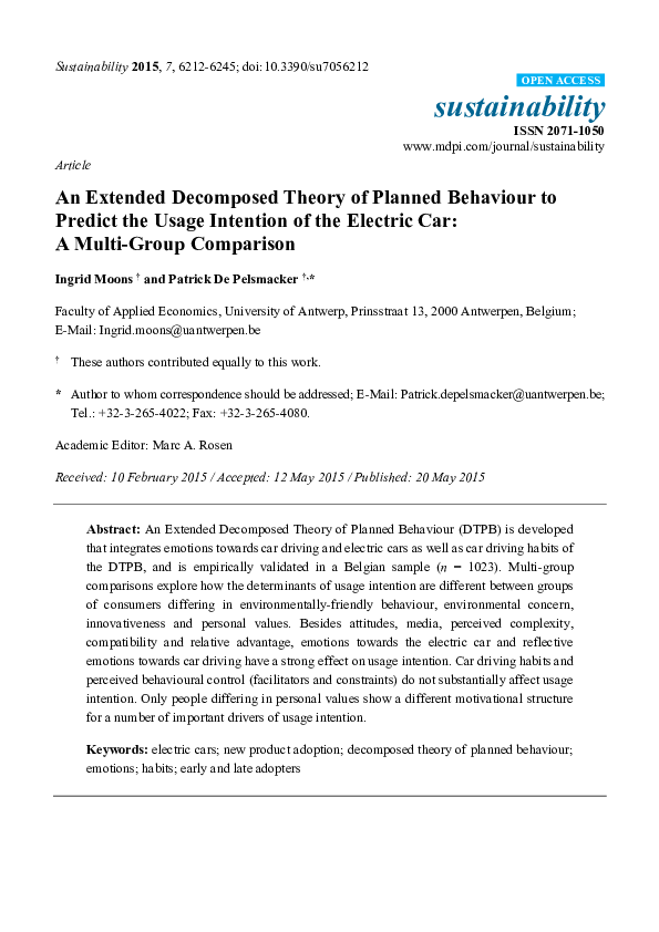(PDF) An Extended Decomposed Theory of Planned Behaviour to Predict the ...
