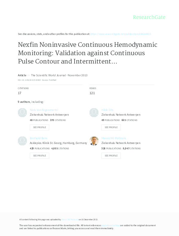 Pdf Assessment Of Three Minimally Invasive Continuous Cardiac Output Measurement Methods In