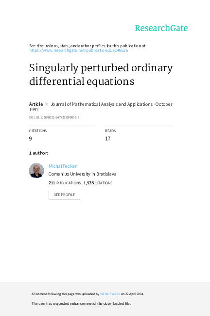 (PDF) Singularly perturbed ordinary differential equations