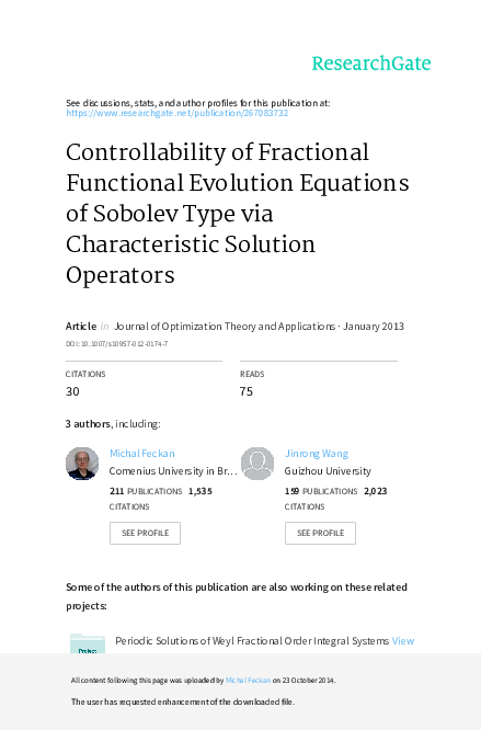 Pdf Controllability Of Fractional Functional Evolution Equations Of