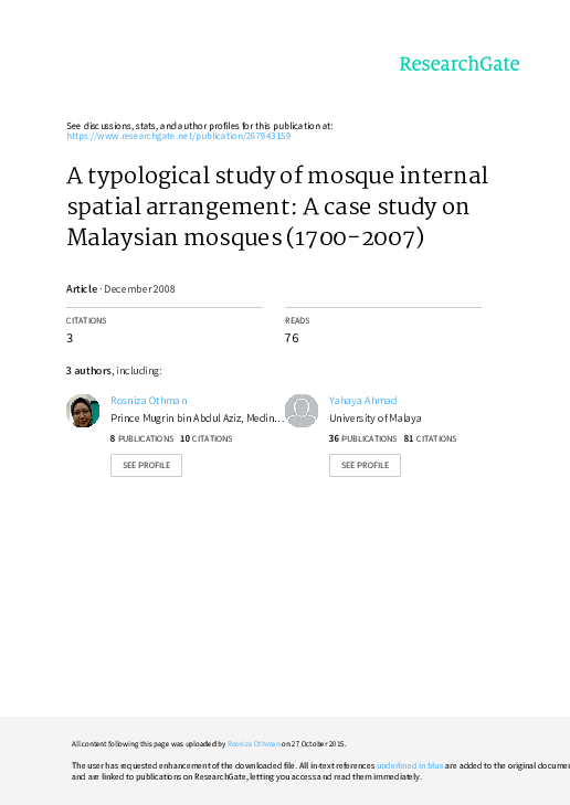 (PDF) A typological study of mosque internal spatial arrangement: A ...