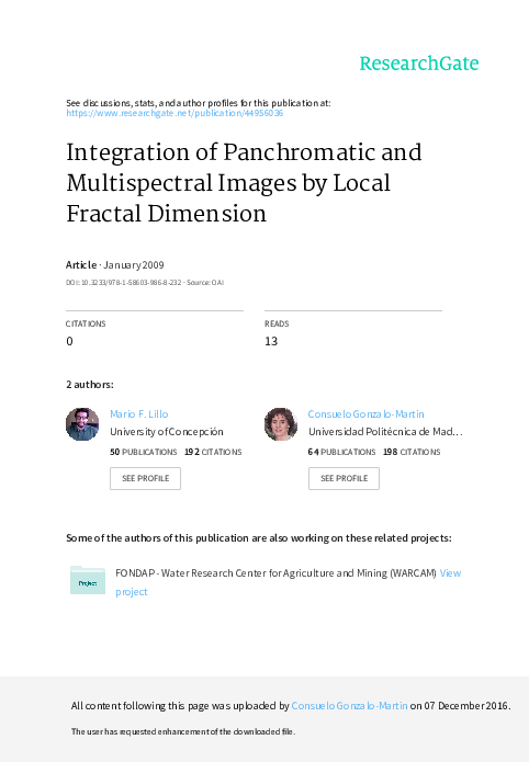 (PDF) Integration of panchromatic and multispectral images by local fractal dimension