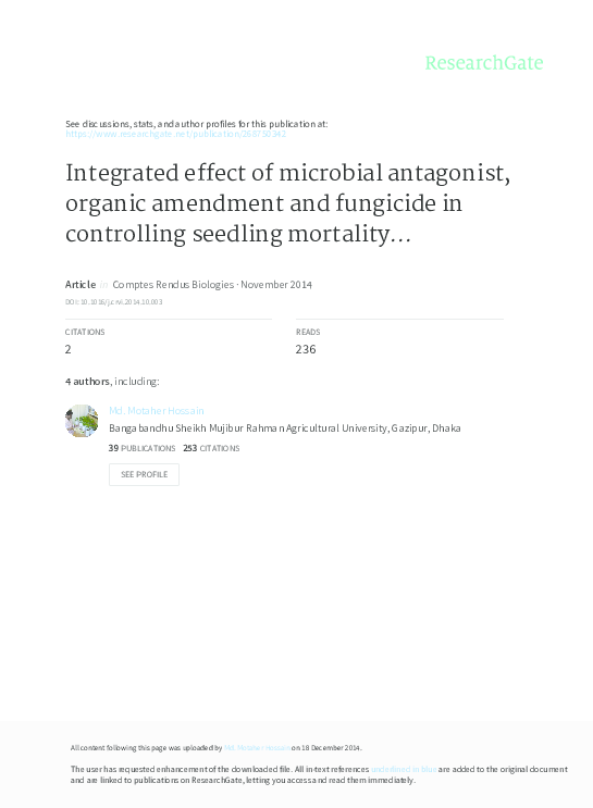 (PDF) Integrated effect of microbial antagonist, organic amendment and ...