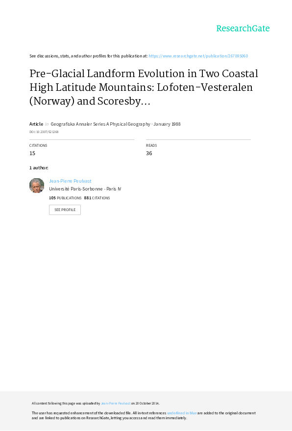 (PDF) Pre-Glacial landform evolution in two coastal high latitude ...