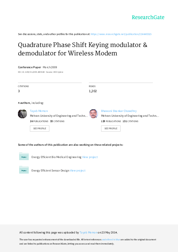 (PDF) Quadrature Phase Shift Keying modulator & demodulator for ...