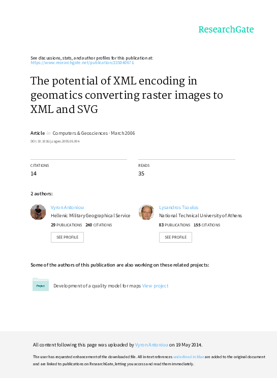 (PDF) The potential of XML encoding in geomatics converting raster images to XML and SVG