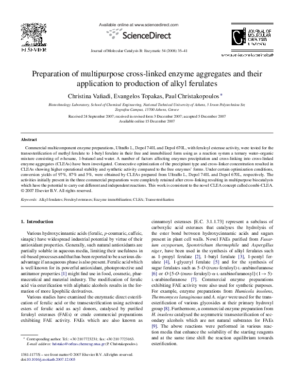 Pdf Preparation Of Multipurpose Cross Linked Enzyme Aggregates And Their Application To