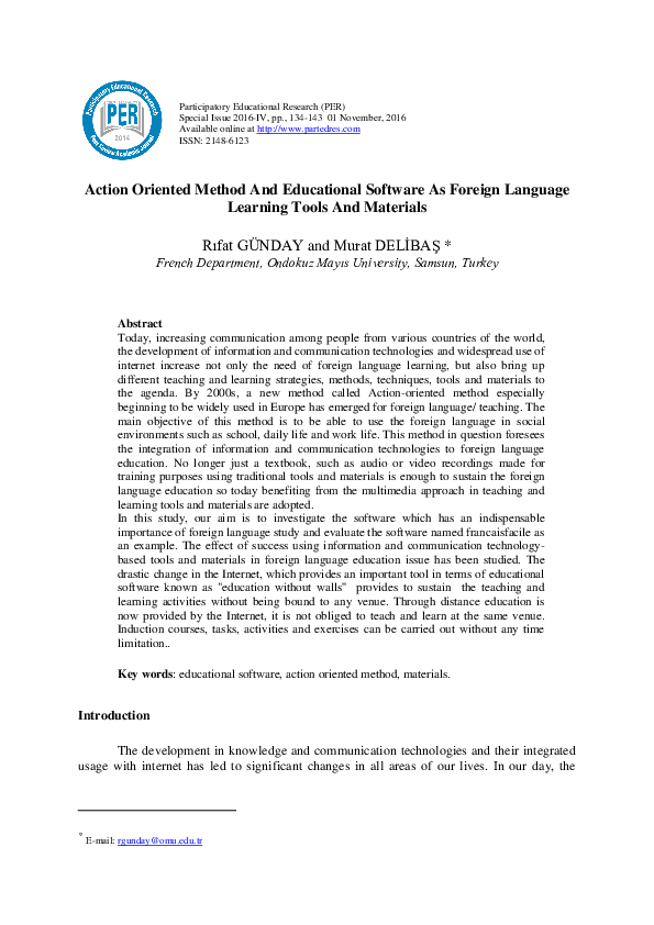 (PDF) Action Oriented Method And Educational Software As Foreign ...