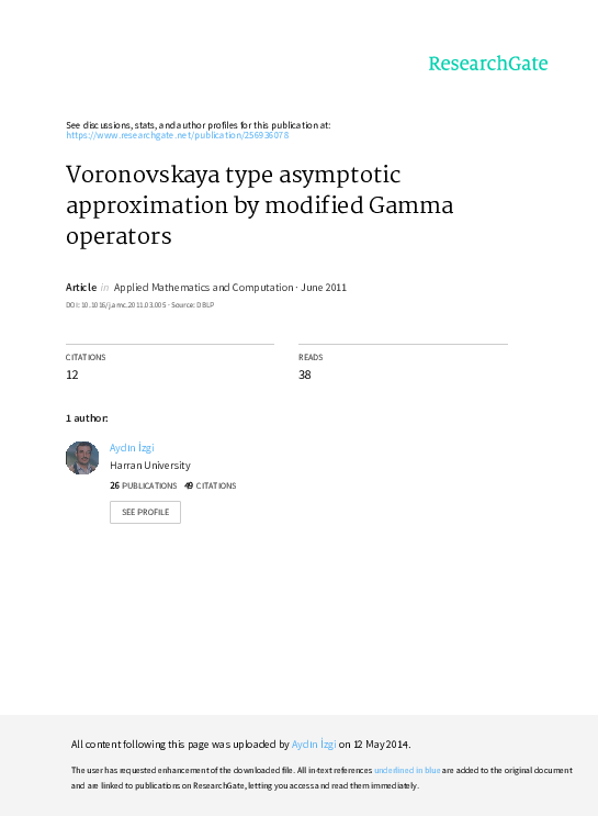 (PDF) Voronovskaya type asymptotic approximation by modified Gamma operators