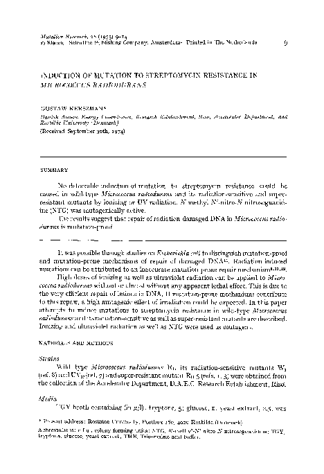 (PDF) Induction of mutation to streptomycin resistance in Micrococcus ...