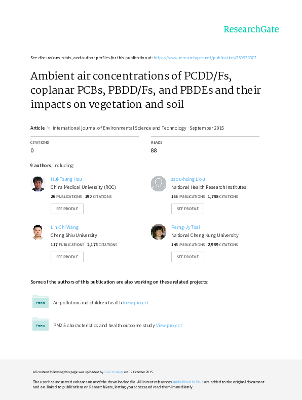(PDF) Ambient air concentrations of PCDD/Fs, coplanar PCBs, PBDD/Fs, and PBDEs and their impacts ...