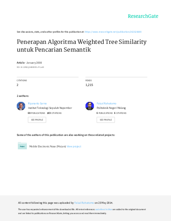 (PDF) Penerapan Algoritma Weighted Tree Similarity Untuk Pencarian Semantik