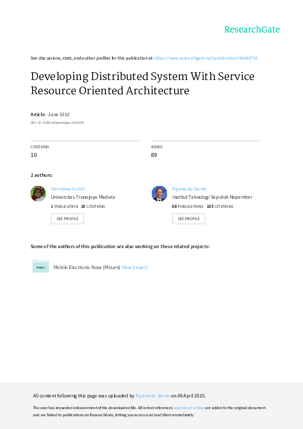 (PDF) Developing Distributed System With Service Resource Oriented Architecture