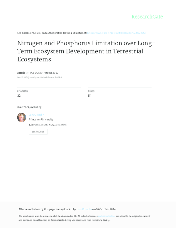 (PDF) Nitrogen and Phosphorus Limitation over Long-Term Ecosystem ...