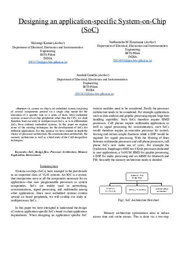 (PDF) Designing an application-specific System-on-Chip (SoC) (PDF) Designing an application-specific System-on-Chip (SoC)