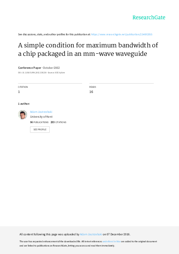 (PDF) A simple condition for maximum bandwidth of a chip packaged in an ...