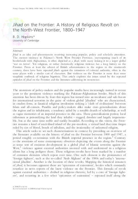 (PDF) Jihad on the Frontier: A History of Religious Revolt on the North ...