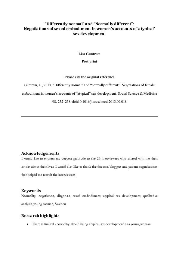 (PDF) “Differently normal” and “normally different”: Negotiations of ...