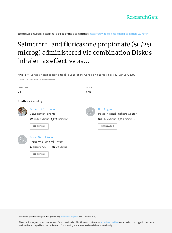 (PDF) Salmeterol and fluticasone propionate (50/250 microg ...