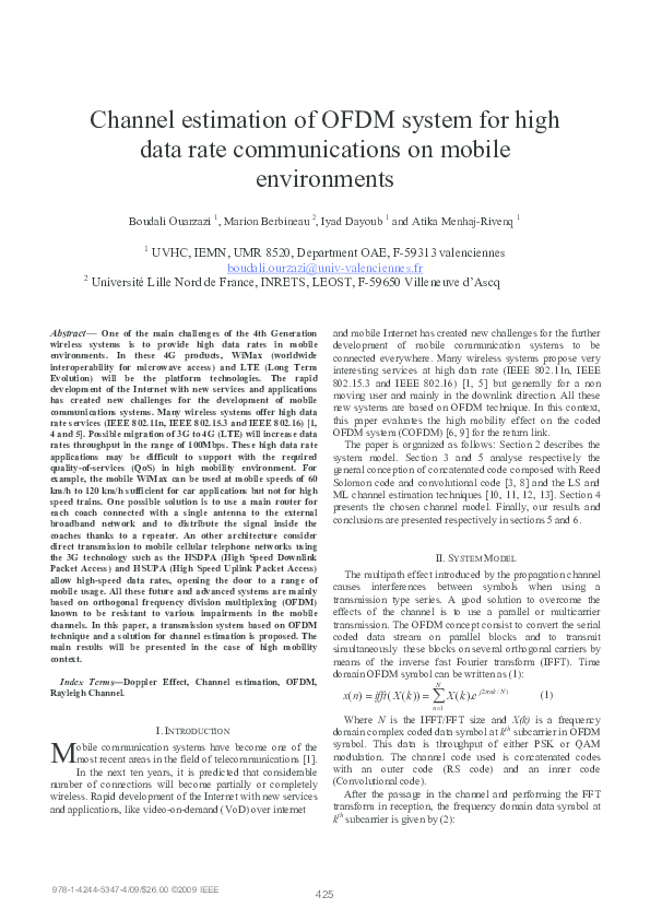 (PDF) Channel estimation of OFDM system for high data rate ...
