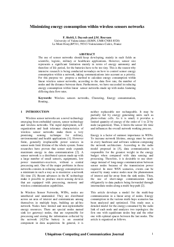 Pdf Minimizing Energy Consumption Within Wireless Sensors Networks Using Optimal Transmission