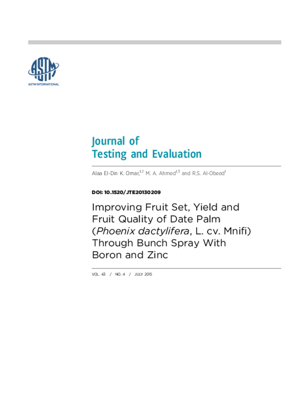 (PDF) Journal of Testing and Evaluation