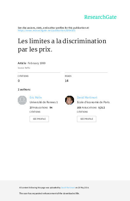 (PDF) Les limites la discrimination par les prix